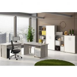 UFFICIO COMPLETO OMEGA CEMENTO BETON E FRONTALI RUSTIKA BIANCA